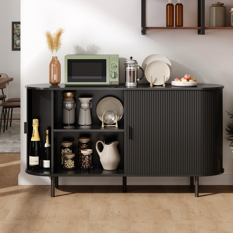 Ebern Designs 55'' Sideboard Storage Cabinet With Doors And Shelves - Credenza Storage Cabinet ...